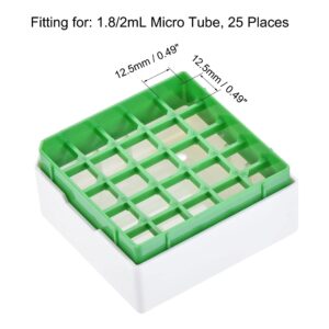 uxcell Centrifuge Tube Freezer Storage Box 25 Places Waterproof Polypropylene Cryogenic Holder Rack for 1.8/2ml Microcentrifuge Tubes Vials Samples, Green