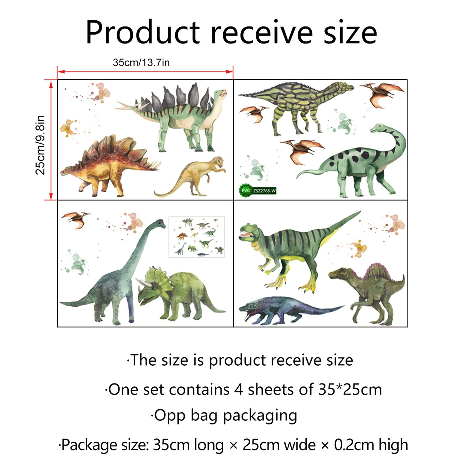 ASMPIO 14Pcs Dinosaurs Wall Stickers, Removable Forest Dinosaur Wall Decals Waterproof Dino Animal Decor Mural for Bedroom Living Room Bathroom Home Decoration