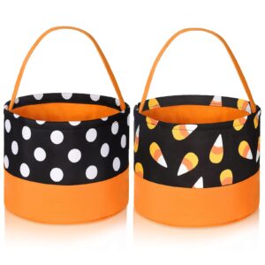 2 pieces trick or treat bags halloween candy buckets fabric candy tote bags for halloween supplies, 2 styles (corn and dot)