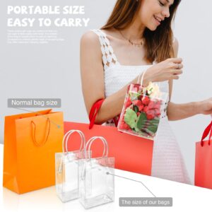 Oomcu 18 Pack Clear Plastic Gift Bags with Handle,9.06" x 6.7" x 2.76" Reusable PVC Wrap Tote Bags for Shopping Retail Goodies Business Boutique Wedding Birthday Baby Shower Party Favor halloween