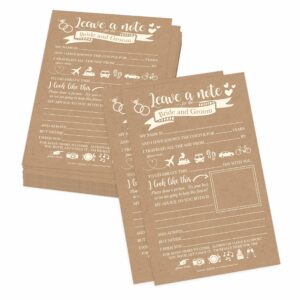 25 wedding advice cards for the bride and groom, rustic bridal shower games for guests, wedding guest book alternative, wedding card boxes for reception, advice for the bride wedding shower games