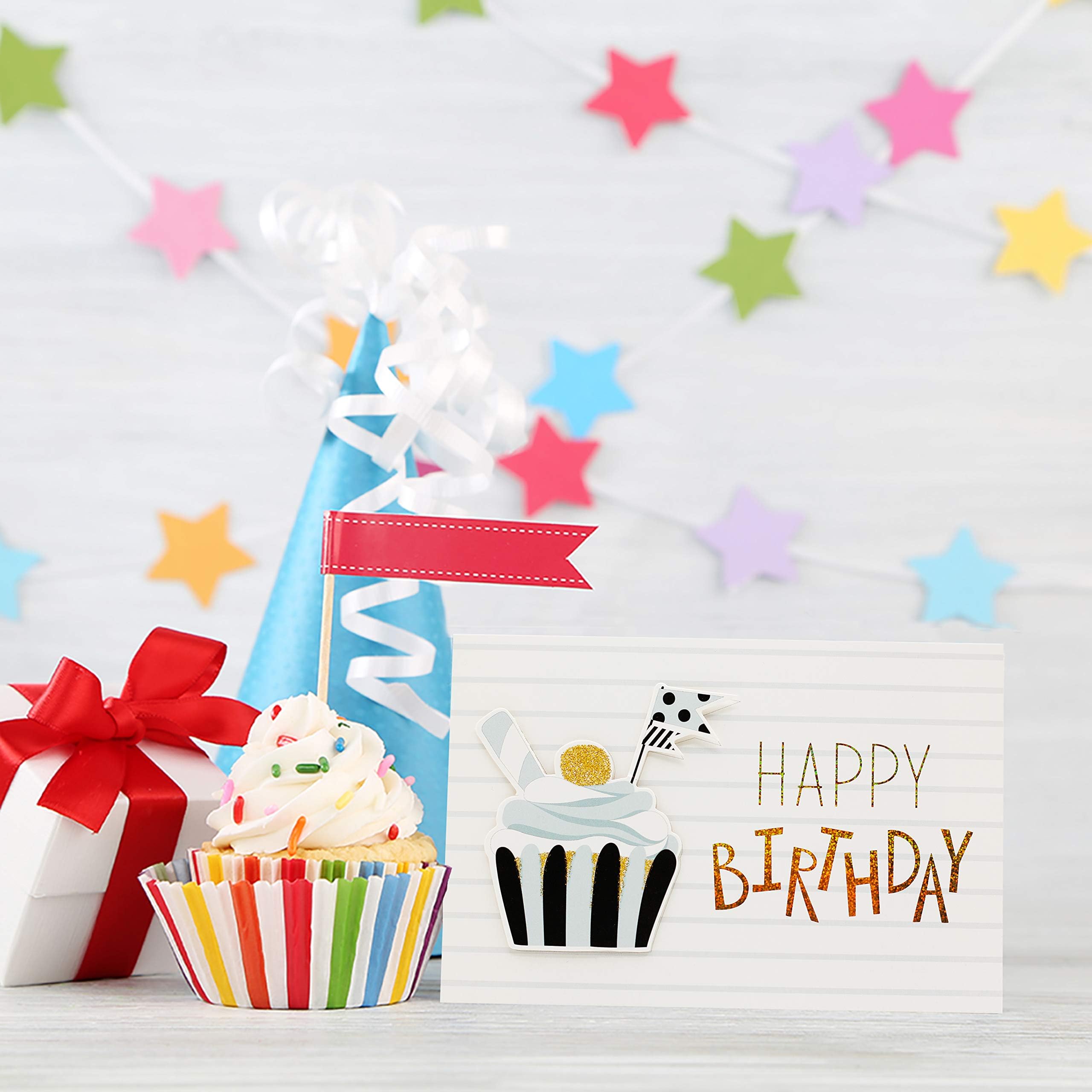 Bangtang happy birthday cards 6 design combinations 12 pieces of of happy birthday cards, happy birthday cake gold foil bulk birthday card combination (with self-adhesive envelope).