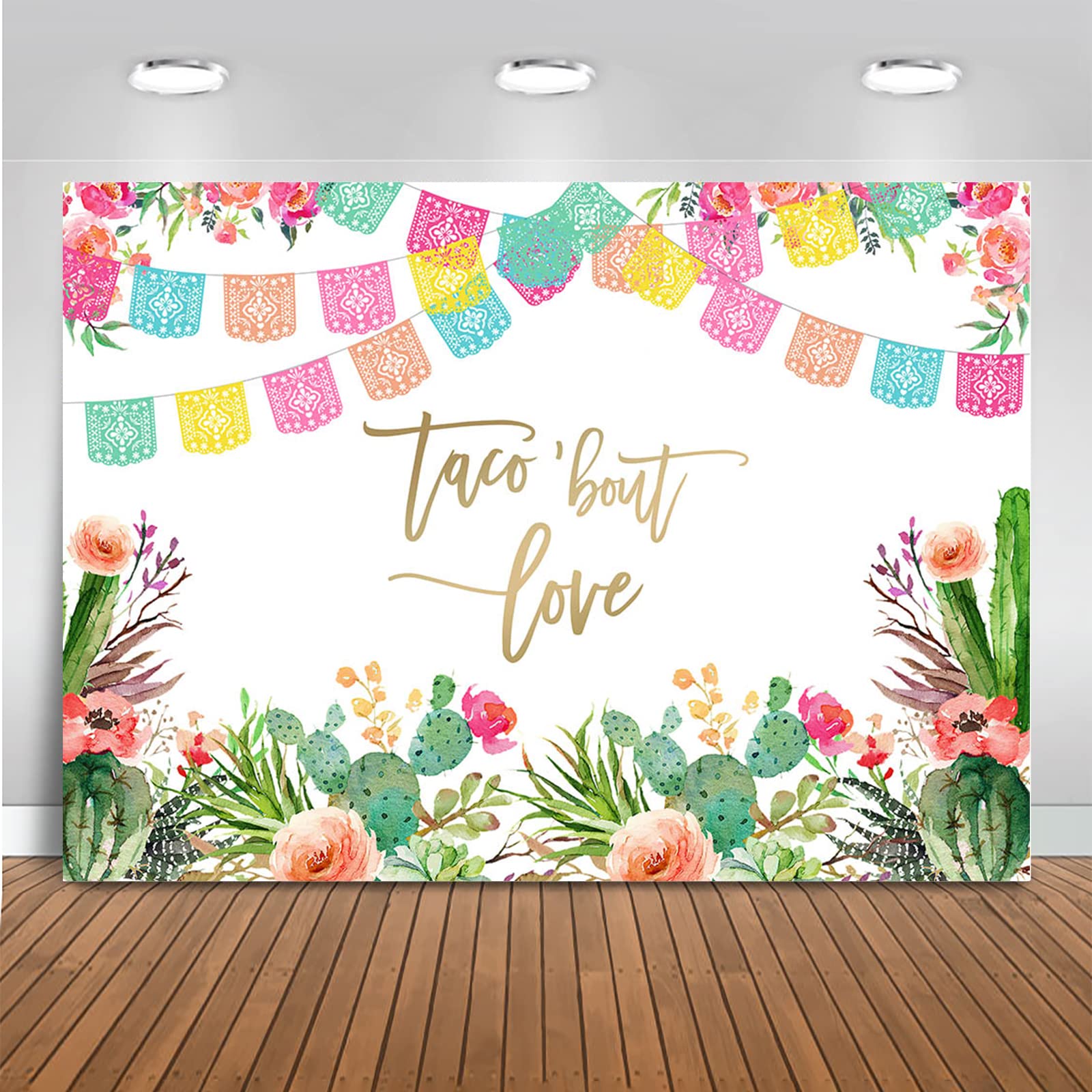 Mocsicka Taco Bout Love Backdrop Mexican Fiesta Theme Bridal Shower Party Decoration Bachelorette Wedding Engagement Photo Background (7x5ft (82x60 inch))