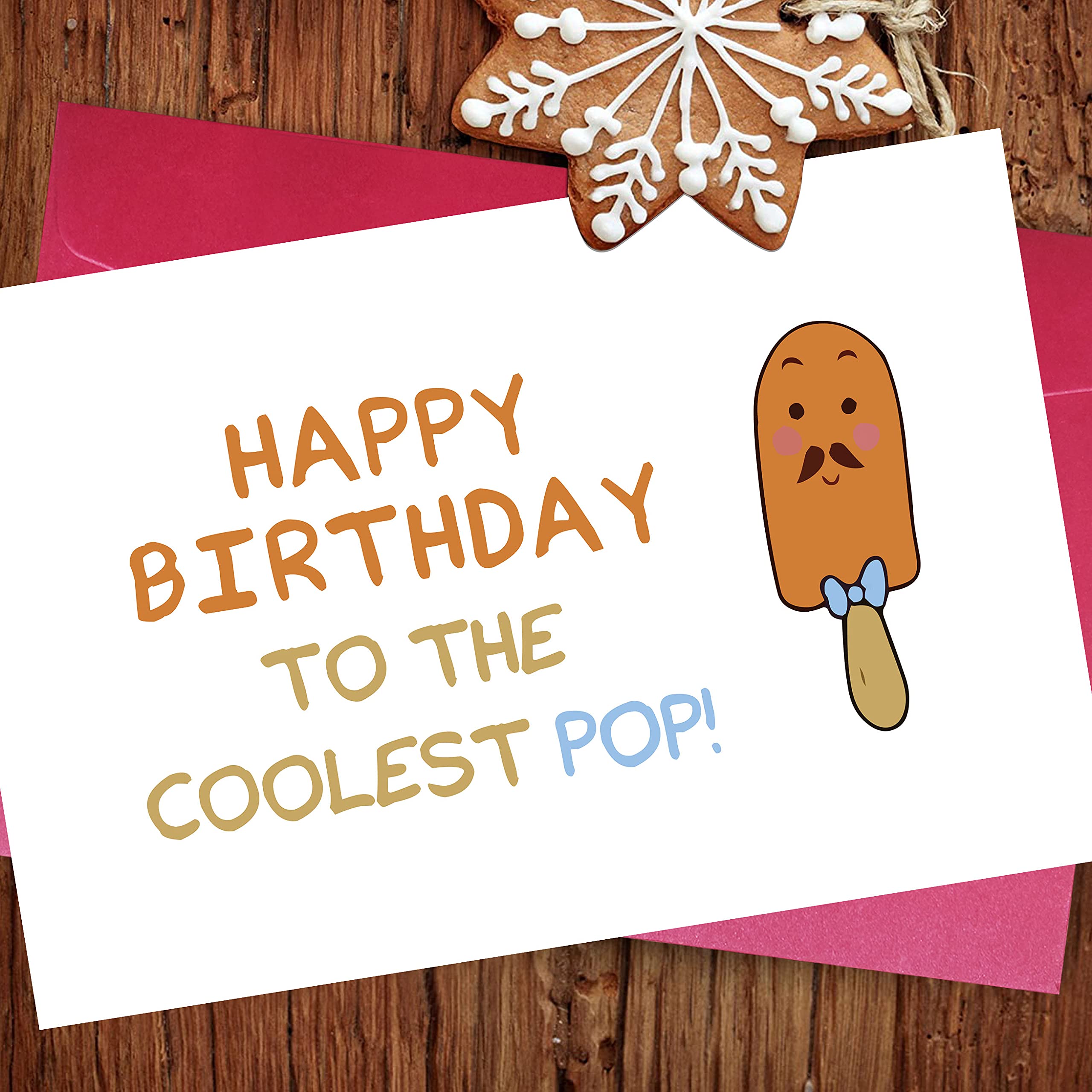 Norssiby Funny Birthday Pun Card, Cute Birthday Card for Papa, Dad, Happy Birthday to The Coolest Pop, Popsicle Card