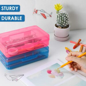 MaxGear Pencil Box, 3 Pack Large Hard Pencil Case Organizer, Durable Plastic Supply Box for Crayon Brush Painting School Supplies, Stackable Design Pencil Storage Box