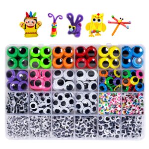 1580pcs googly eyes self adhesive for crafts, craft sticker wiggle eyes with multi colored and sizes for diy