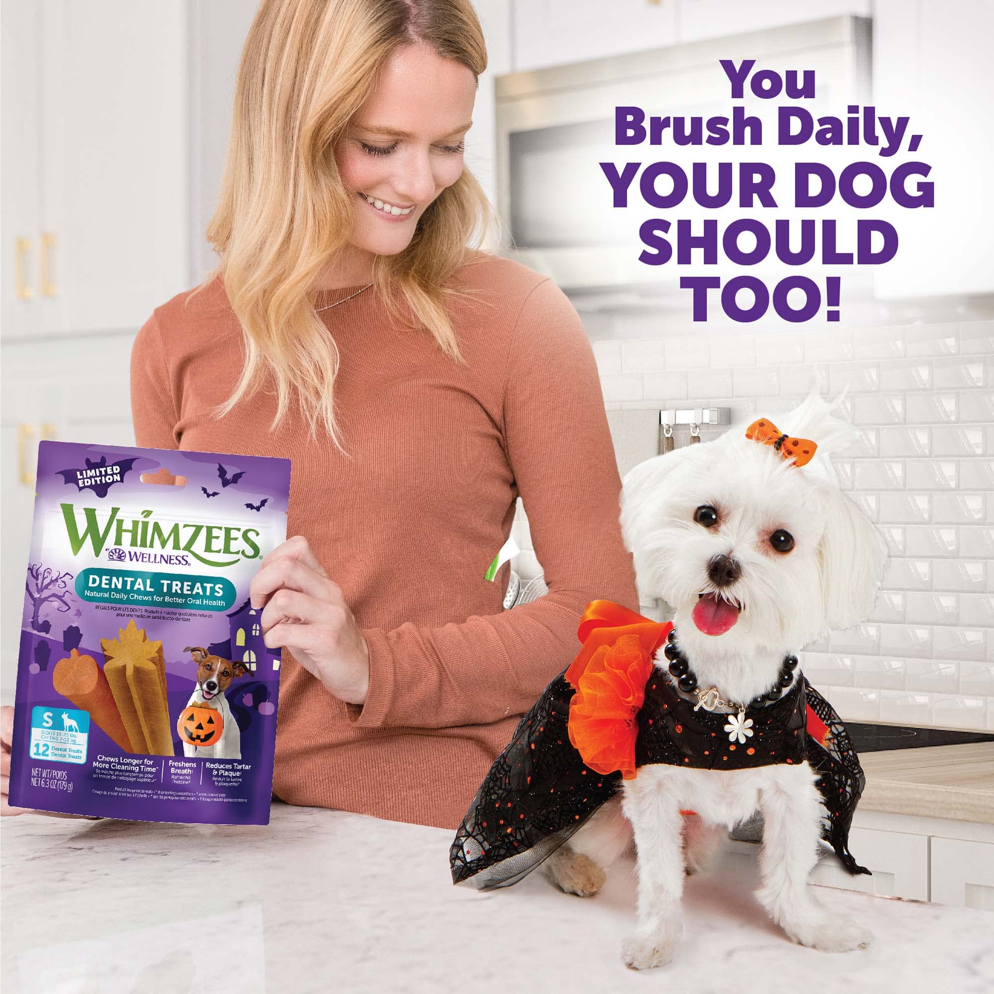 Whimzees by Wellness Halloween Natural Dental Chews for Dogs, Long Lasting Treats, Grain-Free, Freshens Breath, Small Breed, 12 Count