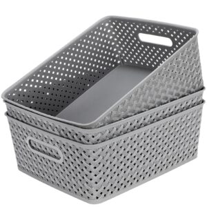 maxgear organization and storage 3 packs, plastic storage bins organizer bins, woven baskets for storage, plastic baskets with handles storage baskets for organizing, basket organizer for home, large