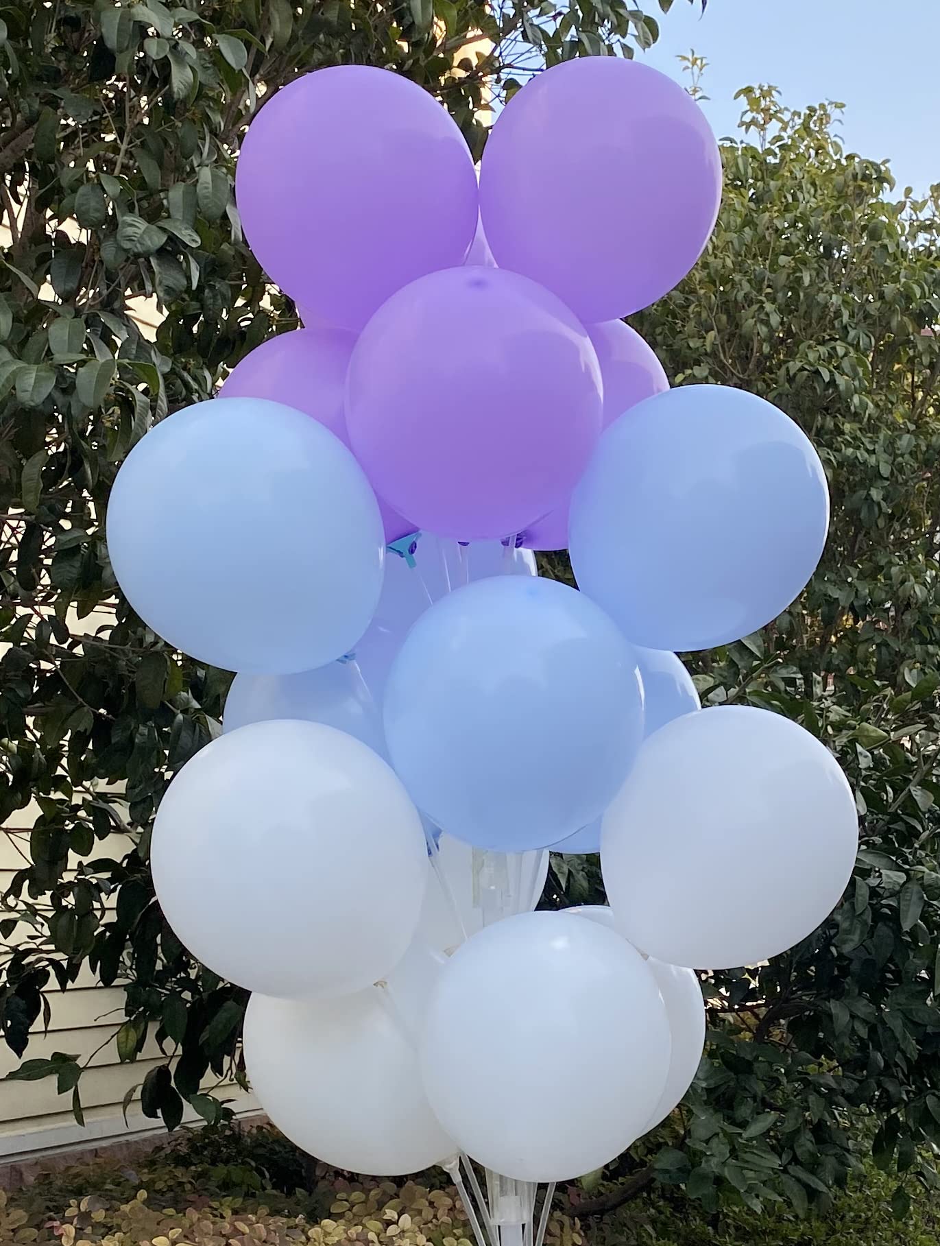 JODIDI 60 Pcs 12 Inch Latex Balloons in Purple, Blue and White, Perfect for Spring, Summer, Birthday, Graduation, Wedding and Baby Shower Party Balloons Decorations(Purple Blue And White)