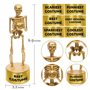 6 Halloween Best Costume Skeleton Trophy, Halloween Skull Party Favor Prizes, Halloween Party Supplies Gold Bones Game Awards, Costume Contest Event Trophy, School Classroom Rewards for Kids(A)