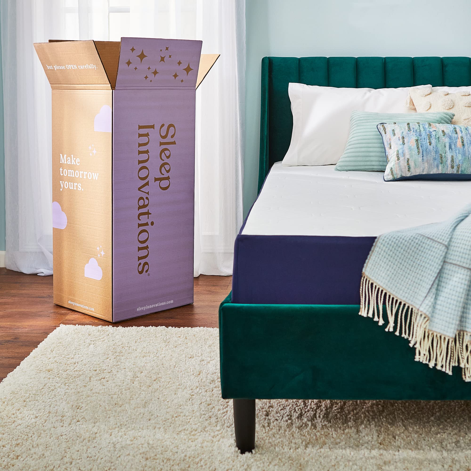 Sleep Innovations Quinn 10 Inch Stay Fresh Cooling Gel Memory Foam Mattress with Freshness Protector and Cool Quilted Cover, Twin Size, Bed in a Box, Medium Support.