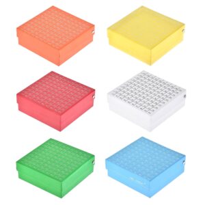 uxcell centrifuge tube freezer storage box 100 places waterproof cardboard cryogenic holder rack for 1.5/1.8/2ml microcentrifuge tubes vials samples, 6in1 set