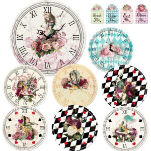 alice and wonderland party supplies 8 pcs cardboard clocks for mad hatter tea party decoration diameter 8 inch baby shower birthday party favors not real clock