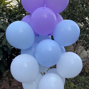 JODIDI 60 Pcs 12 Inch Latex Balloons in Purple, Blue and White, Perfect for Spring, Summer, Birthday, Graduation, Wedding and Baby Shower Party Balloons Decorations(Purple Blue And White)