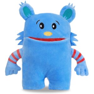 the tooth brigade tooth fairy pillow | fun and interactive stuffed plush toy with large pocket for lost teeth, treasures, prizes - perfect for kids, boys, & girls gift (blue monster)