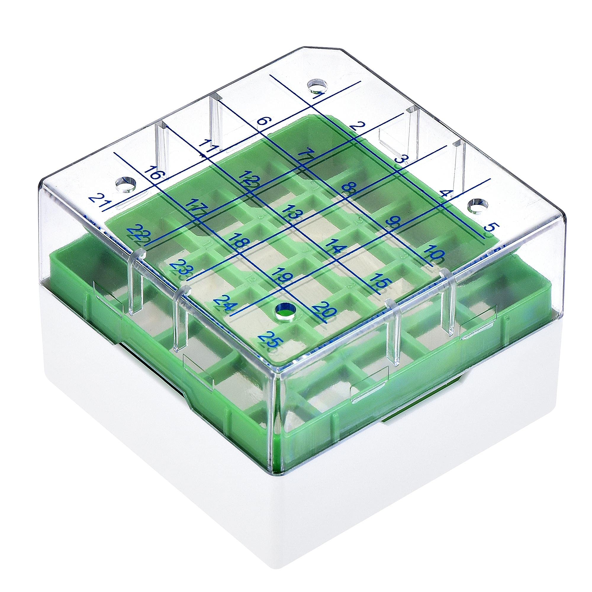 uxcell Centrifuge Tube Freezer Storage Box 25 Places Waterproof Polypropylene Cryogenic Holder Rack for 1.8/2ml Microcentrifuge Tubes Vials Samples, Green