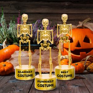 6 Halloween Best Costume Skeleton Trophy, Halloween Skull Party Favor Prizes, Halloween Party Supplies Gold Bones Game Awards, Costume Contest Event Trophy, School Classroom Rewards for Kids(A)