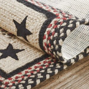 VHC Brands Colonial Star Rug with PVC Pad, Jute Blend, Rectangle, Tan Black Red, 48x72 inches