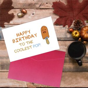 Norssiby Funny Birthday Pun Card, Cute Birthday Card for Papa, Dad, Happy Birthday to The Coolest Pop, Popsicle Card