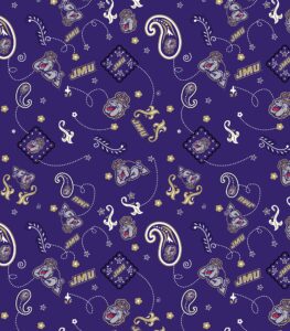 sykel enterprises james madison university cotton fabric sold by the yard-jmu dukes bandanna 100% cotton quilting fabric-sykel jmu027