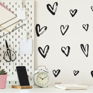 RoomMates RMK4884SCS Black Sketchy Hearts Peel and Stick Wall Decals