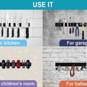 SimpleUsefulThings 12 Inch Black Knife Magnetic Strip Use as Magnetic Knife Holder for Wall - Magnetic Knife Strip - Kitchen Magnetic Knife Bar Rack