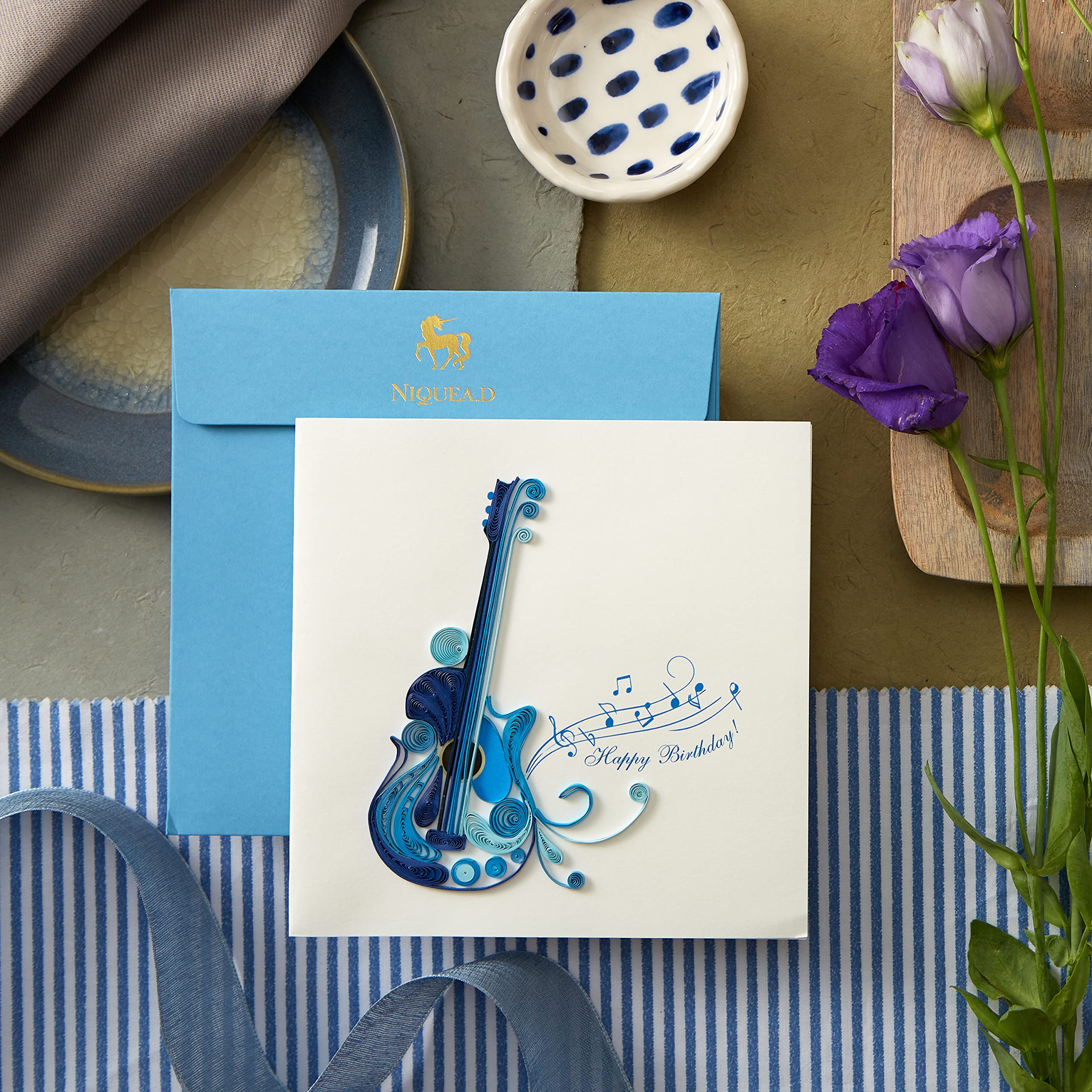 NIQUEA.D Happy Birthday Card, Guitar Quilled (NB-0077)