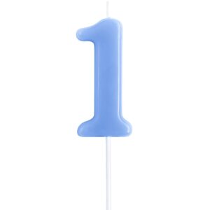 eusbon 1st birthday candle, 2.76” big size number candle for cake decoration, birthday party, wedding anniversary, blue (number 1)