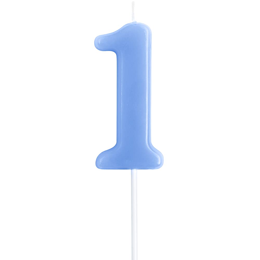 eusbon 1st Birthday Candle, 2.76” Big Size Number Candle for Cake Decoration, Birthday Party, Wedding Anniversary, Blue (Number 1)