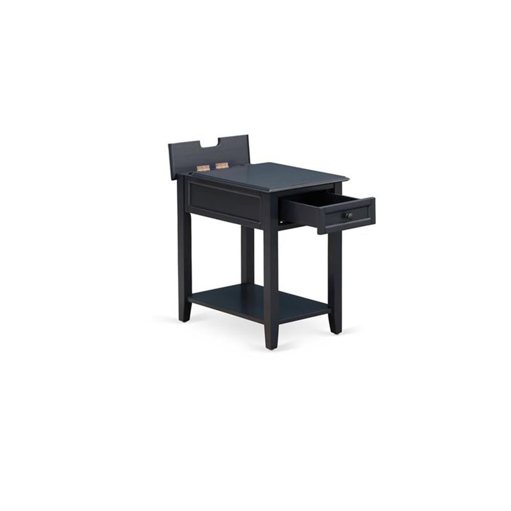 East West Furniture DE-15-ET Denison Nightstand - Rectangle End Table with a Drawer for Bedroom, 24x19 Inch, Navy Blue