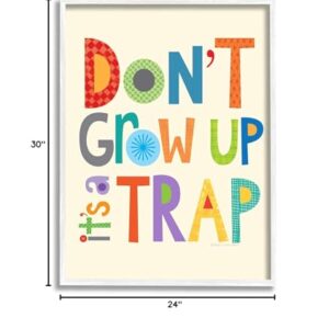 Stupell Industries Don't Grow Up It's a Trap, Design by Ellen Crimi-Trent White Framed Wall Art, 24 x 30, Multi-Color