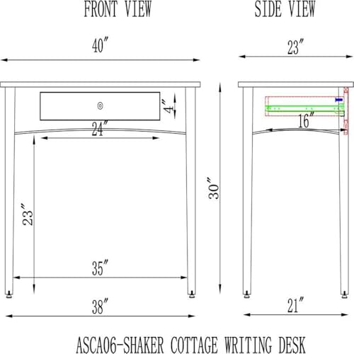 Alaterre Furniture Shaker Cottage 40" W Desk