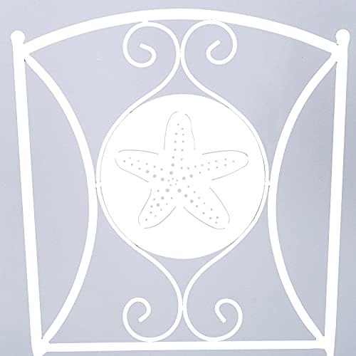 The Lakeside Collection Retro Vintage Metal Bistro Chair Patio Furniture with Starfish Detail in White