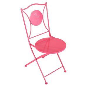 The Lakeside Collection Retro Vintage Metal Bistro Chair Patio Furniture with Flamingo Detail in Pink