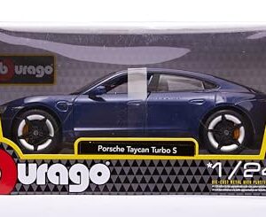 Bburago Porsche Taycan Turbo S in Blue in 1/24 Scale (18-21098B)