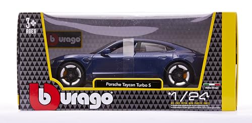 Bburago Porsche Taycan Turbo S in Blue in 1/24 Scale (18-21098B)