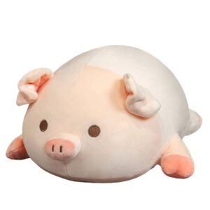 lannery pig stuffed animal hugging pillow, soft fat pig plush toy gifts for kids, valentine, christmas (round eyes, 15.7")