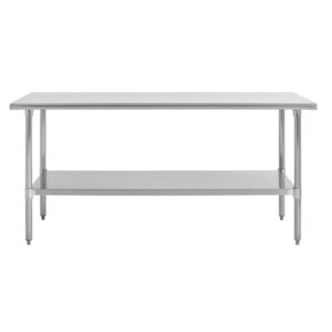 Kratos Commercial Worktable, All-Stainless Steel Kitchen Prep Table with Undershelf, 60"Dx24"W, NSF, 16ga/304SS (28W-181)