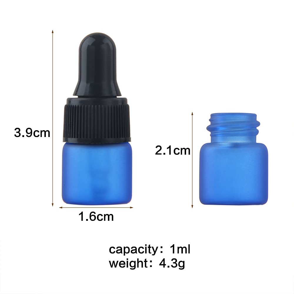 Enslz 40 Pack 1ml Color Frosted Glass Dropper Bottles Mix color Sample Vial with Glass Pipette Dropper for Eye Dropper Essential Oil Bottle,Perfume Aromatherapy Cosmetic Container