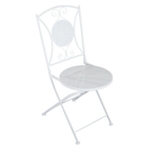 the lakeside collection retro vintage metal bistro chair patio furniture with starfish detail in white