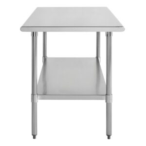 Kratos Commercial Worktable, All-Stainless Steel Kitchen Prep Table with Undershelf, 60"Dx24"W, NSF, 16ga/304SS (28W-181)