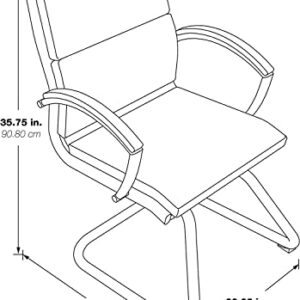 Office Star FL Series Mid-Back Faux Leather Visitor's Chair with Padded Loop Arms and Chrome Finish Base, Charcoal Grey