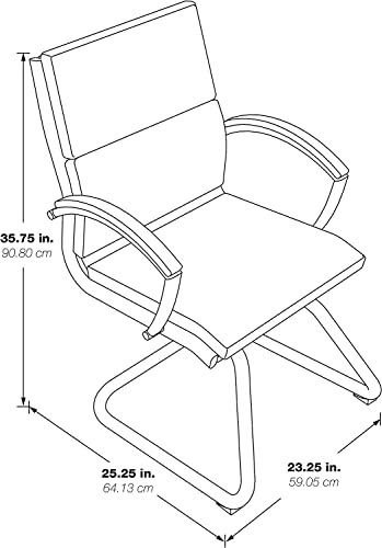 Office Star FL Series Mid-Back Faux Leather Visitor's Chair with Padded Loop Arms and Chrome Finish Base, Charcoal Grey