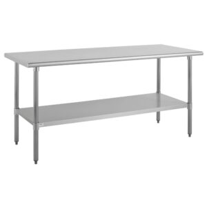 kratos commercial worktable, all-stainless steel kitchen prep table with undershelf, 60"dx24"w, nsf, 16ga/304ss (28w-181)