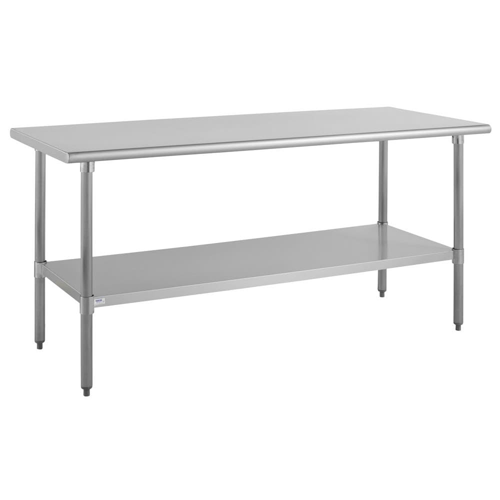 Kratos Commercial Worktable, All-Stainless Steel Kitchen Prep Table with Undershelf, 60"Dx24"W, NSF, 16ga/304SS (28W-181)