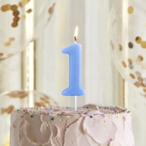 eusbon 1st Birthday Candle, 2.76” Big Size Number Candle for Cake Decoration, Birthday Party, Wedding Anniversary, Blue (Number 1)