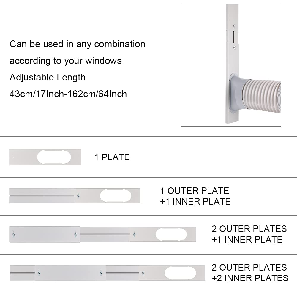 Kxuhivc Portable Air Conditioner Window Vent Kit, Adjustable Window Seal with 5.9 Inch Diameter, 59 Inch Length Exhaust Hose for A/C Unit Universal for Sliding Horizontal or Vertical Window