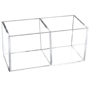 acrylic drawer organizer, dedoot clear 2 compartment 2 section makeup organizer transparent plastic makeup brush holder durable makeup jewelry accessories storage organizer, clear acrylic plastic