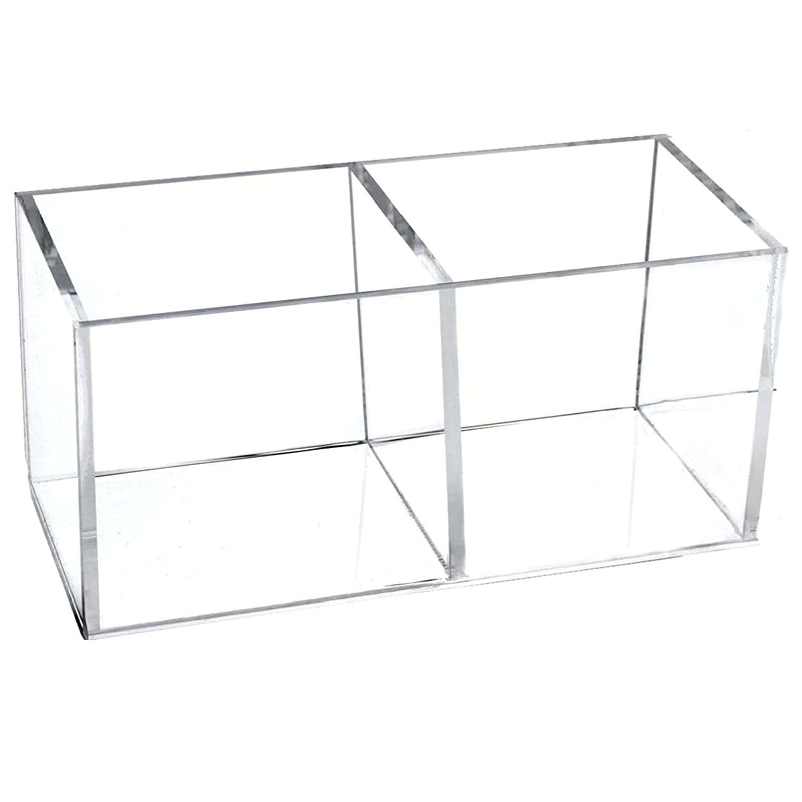 Acrylic Drawer Organizer, Dedoot Clear 2 Compartment 2 Section Makeup Organizer Transparent Plastic Makeup Brush Holder Durable Makeup Jewelry Accessories Storage Organizer, Clear Acrylic Plastic