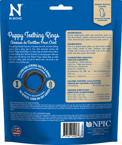 N-Bone Puppy Teething Rings Peanut Butter Flavor Dog Treat, 3 Count Bag, 3.6-oz